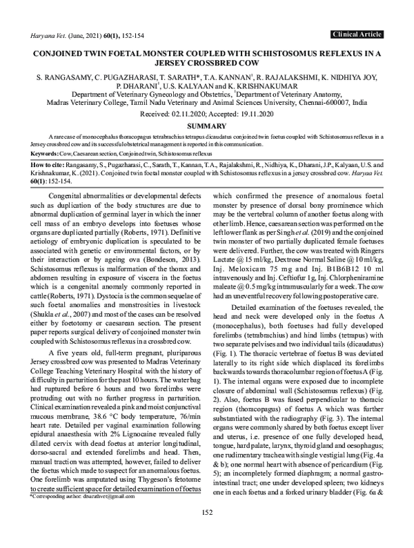 (PDF) CONJOINED TWIN FOETAL MONSTER COUPLED WITH SCHISTOSOMUS REFLEXUS ...