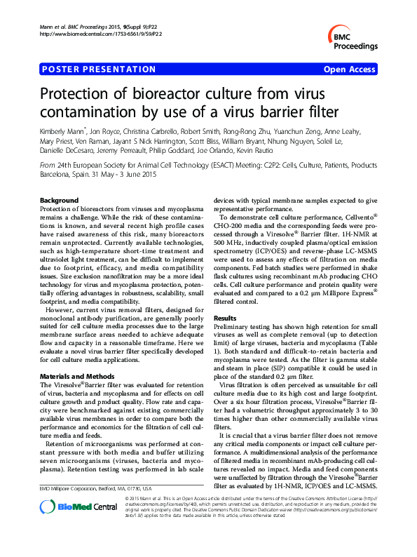 (PDF) Protection of bioreactor culture from virus contamination by use ...
