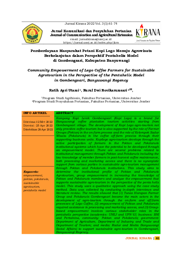 (PDF) Pemberdayaan Masyarakat Petani Kopi Lego Menuju Agrowisata ...