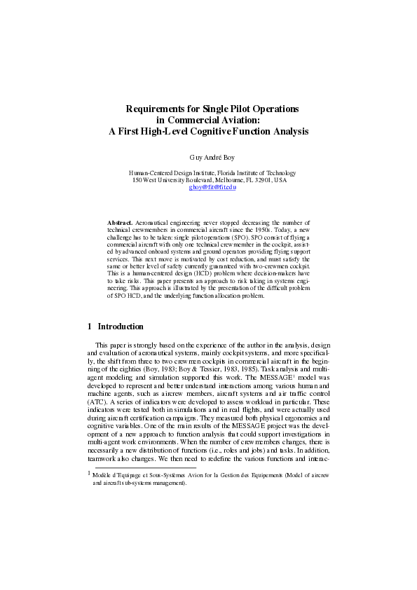 (PDF) Requirements for Single Pilot Operations in Commercial Aviation ...