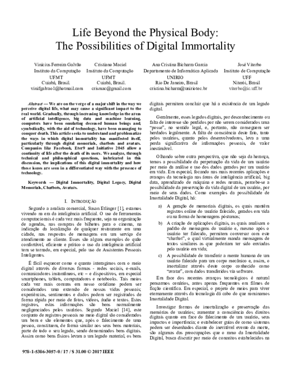 (PDF) Life beyond the physical body: The possibilities of digital ...