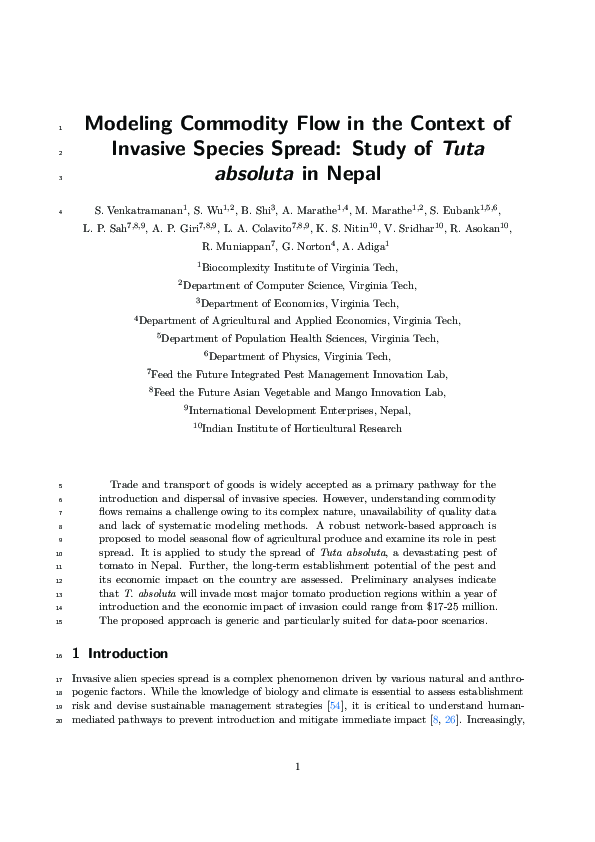 (PDF) Modeling commodity flow in the context of invasive species spread: Study of Tuta absoluta ...