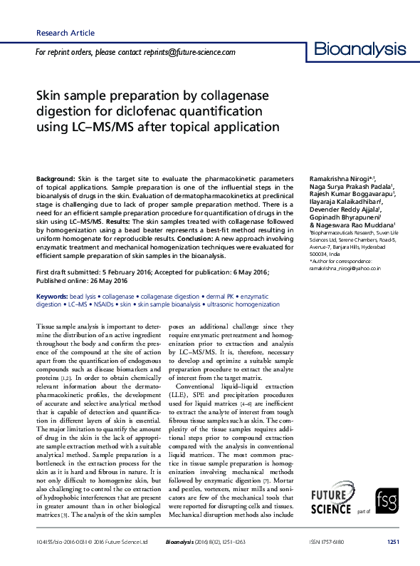 (PDF) Skin sample preparation by collagenase digestion for diclofenac ...