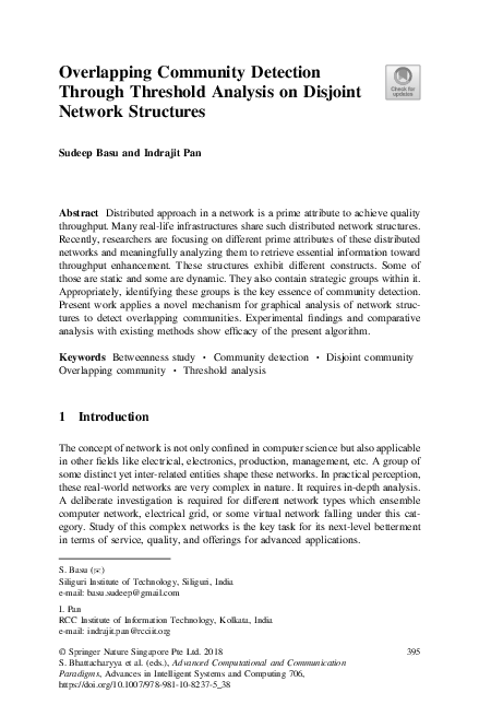 (PDF) Overlapping Community Detection Through Threshold Analysis on ...
