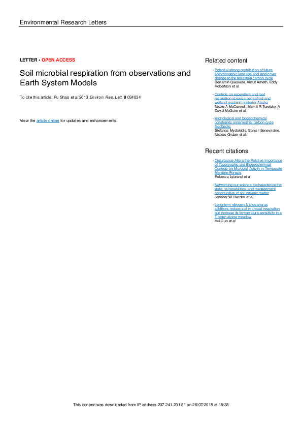 (PDF) Soil microbial respiration from observations and Earth System Models