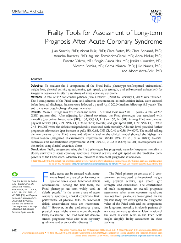 (PDF) Frailty Tools for Assessment of Long-term Prognosis After Acute ...