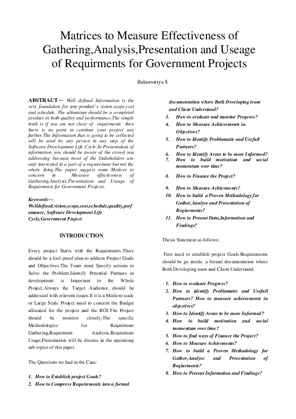 (PDF) Matrices to Measure Effectiveness of Gathering, Analysis ...