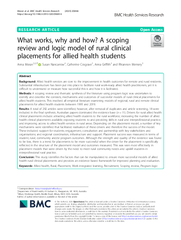 (PDF) What works, why and how? A scoping review and logic model of ...