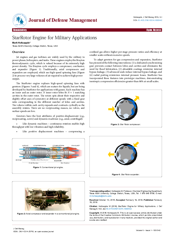 (PDF) StarRotor Engine for Military Applications