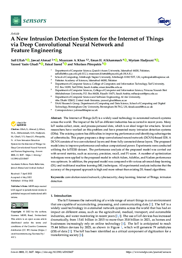 (PDF) A New Intrusion Detection System for the Internet of Things via Deep Convolutional Neural ...