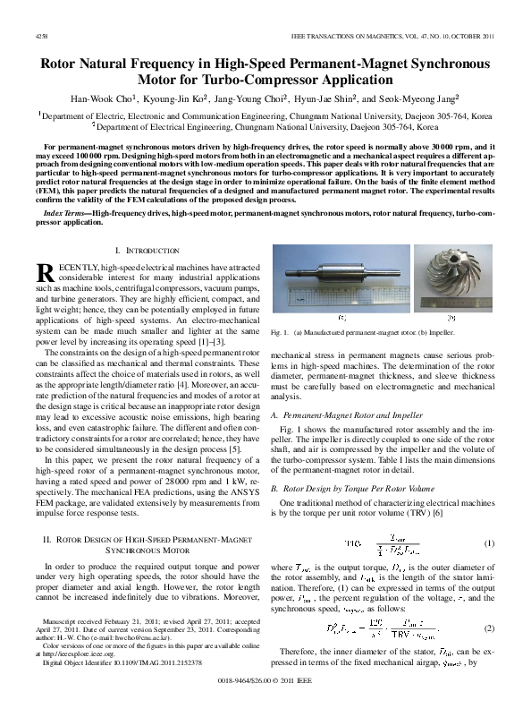 (PDF) Rotor Natural Frequency in High-Speed Permanent-Magnet Synchronous Motor for Turbo ...