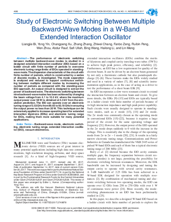 (PDF) Study of Electronic Switching Between Multiple Backward-Wave Modes in a W-Band Extended ...