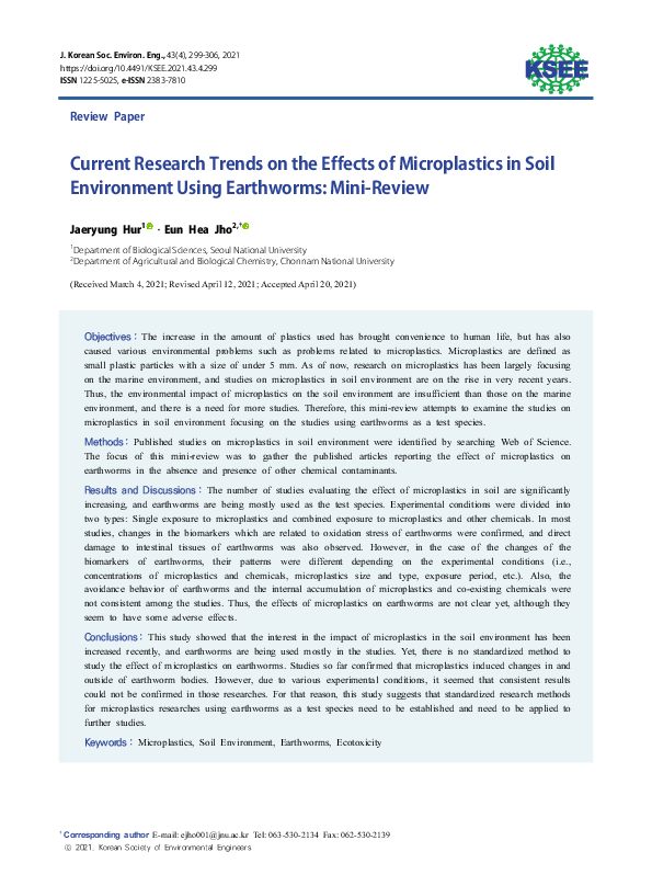 (PDF) Current Research Trends on the Effects of Microplastics in Soil Environment Using ...
