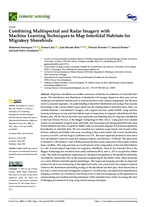 (PDF) Combining Multispectral and Radar Imagery with Machine Learning Techniques to Map ...