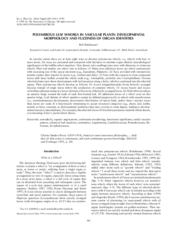 (PDF) Polymerous Leaf Whorls in Vascular Plants