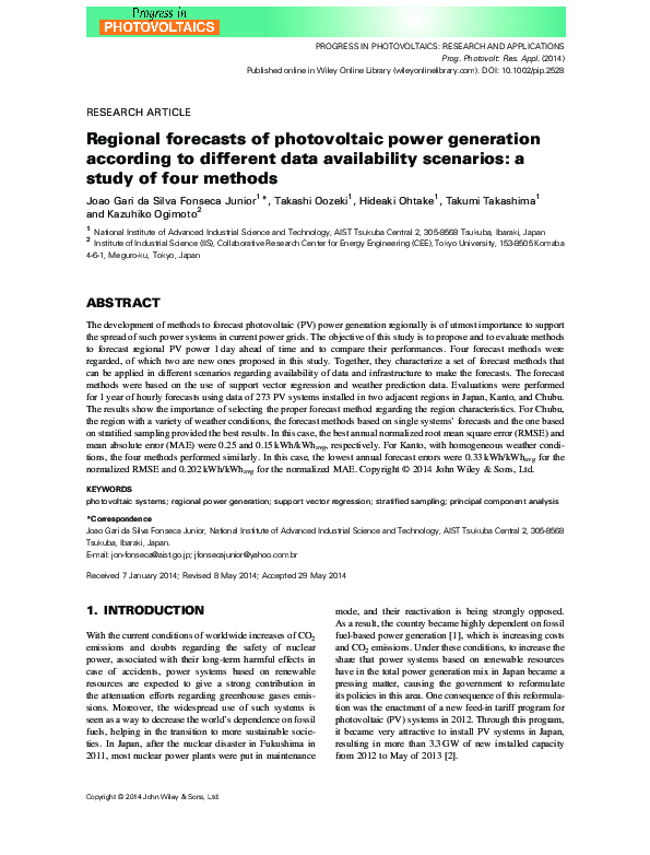 (PDF) Regional forecasts of photovoltaic power generation according to different data ...