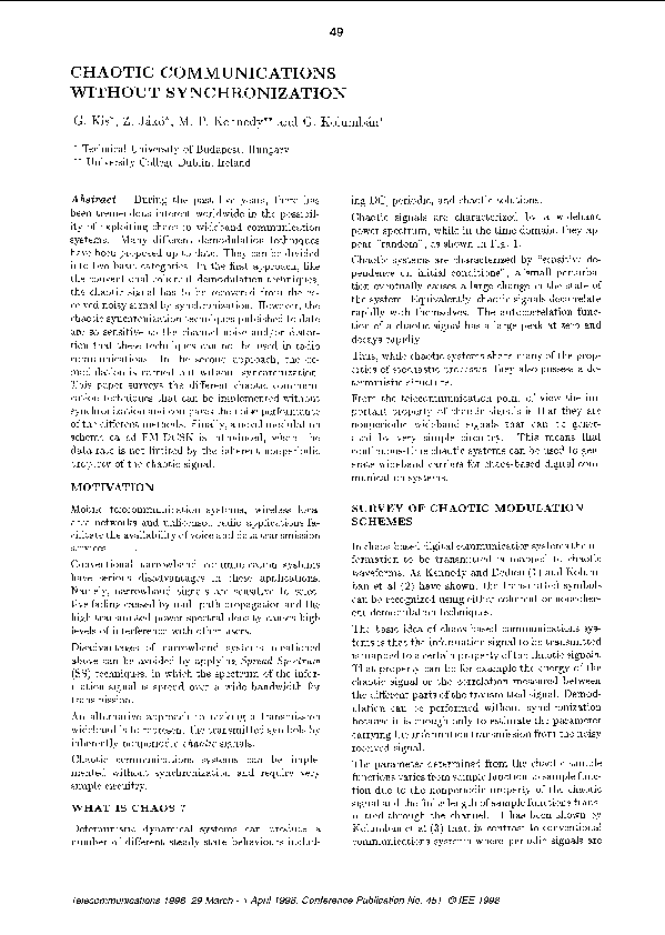 (PDF) Chaotic communications without synchronization