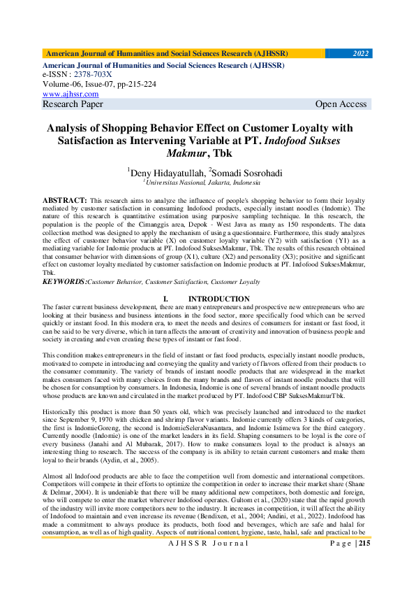 (PDF) Analysis of Shopping Behavior Effect on Customer Loyalty with Satisfaction as Intervening ...