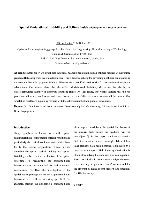 (PDF) Spatial Modulational Instability and Solitons inside a Graphene ...