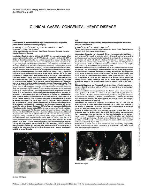 (PDF) Clinical Cases: Congenital heart disease800Late diagnosis of ...