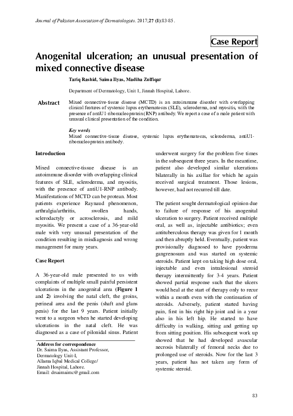 (PDF) Anogenital ulceration; an unusual presentation of mixed ...
