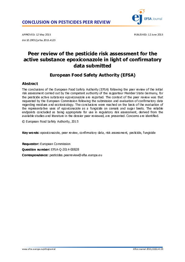 Pdf Peer Review Of The Pesticide Risk Assessment For The Active Substance Metazachlor In Light