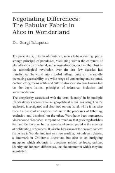 (PDF) Negotiating Differences: The Fabular Fabric in Alice in Wonderland