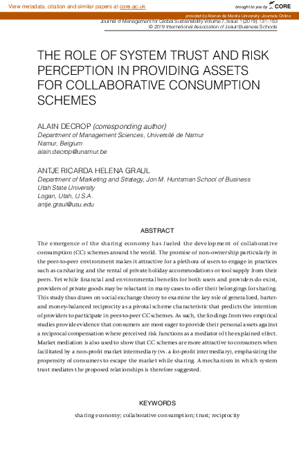 (PDF) The Role of System Trust and Risk Perception in Providing Assets ...