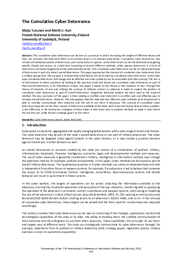(PDF) Cumulative Cyber Deterrence