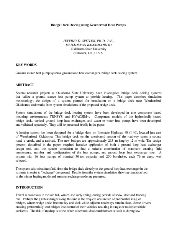 (PDF) Bridge Deck Deicing Using Geothermal Heat Pumps
