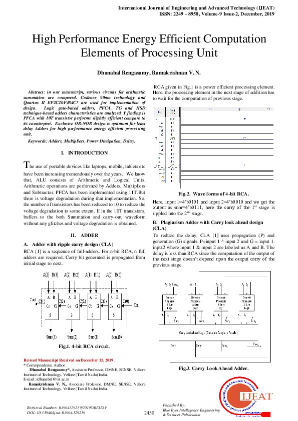 (PDF) High Performance Energy Efficient Computation Elements of Processing Unit