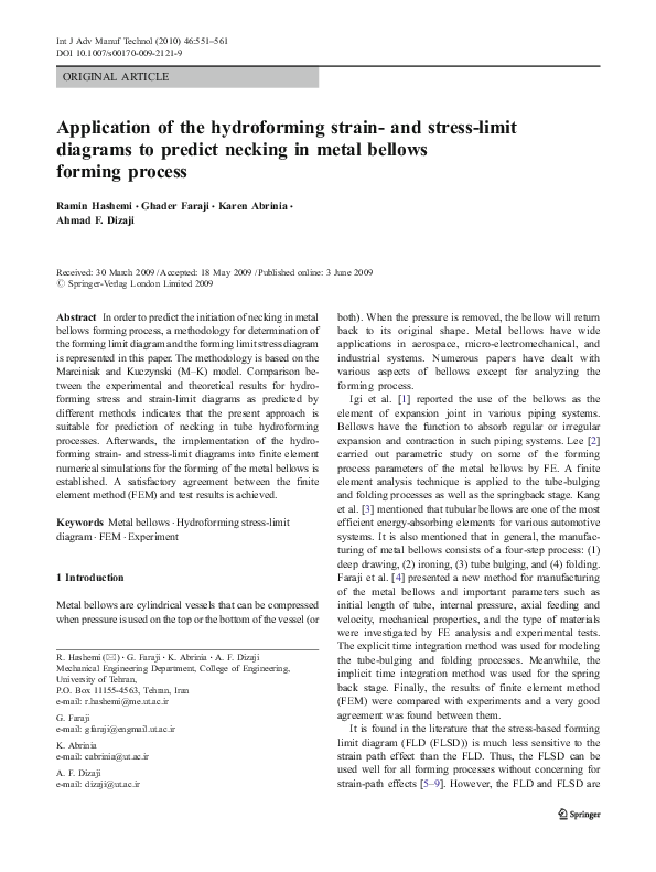 (PDF) Application of the hydroforming strain- and stress-limit diagrams ...