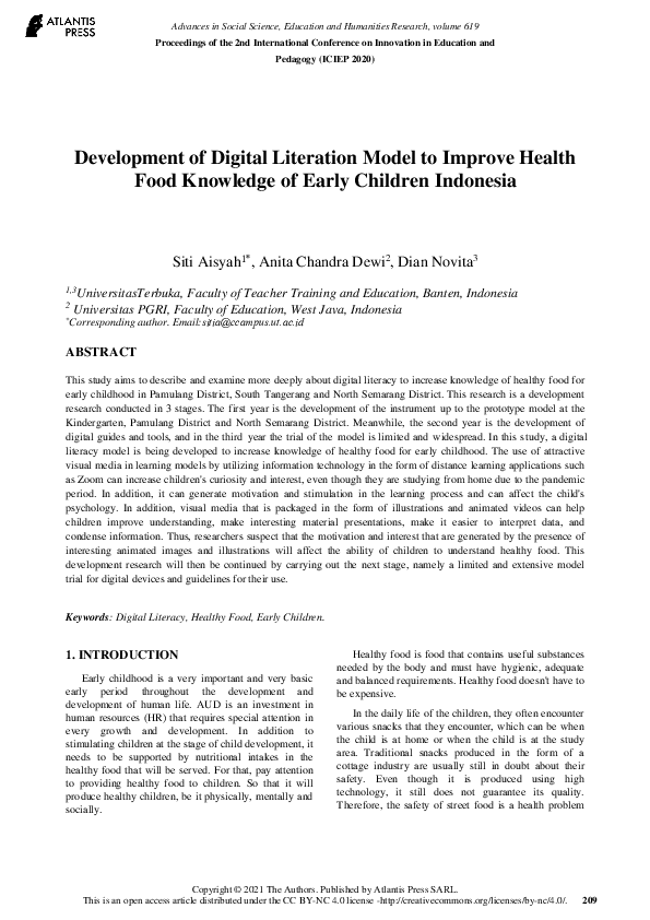(PDF) Development of Digital Literation Model to Improve Health Food ...