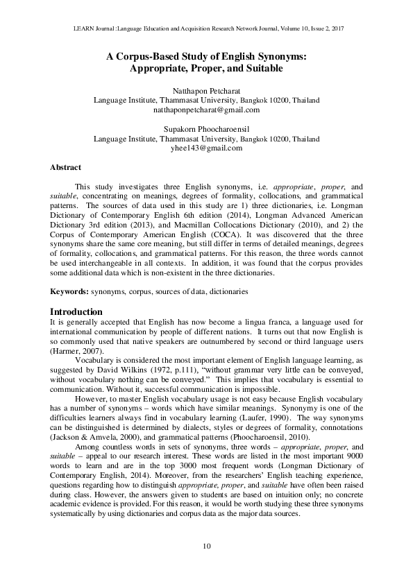 (PDF) A corpus-based study of English synonyms: appropriate, proper ...