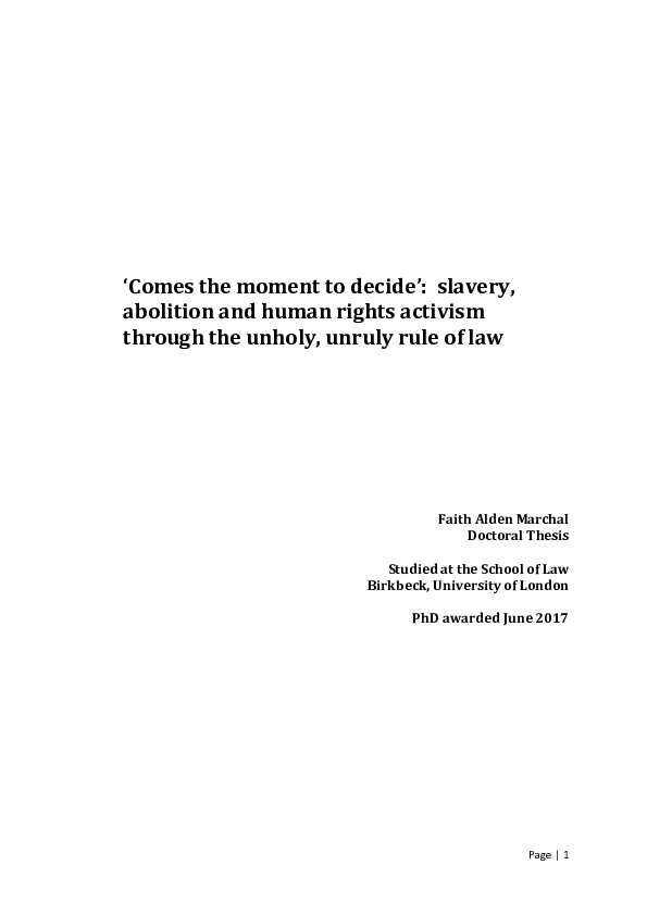(PDF) 'Comes the moment to decide': slavery, abolition and human rights ...