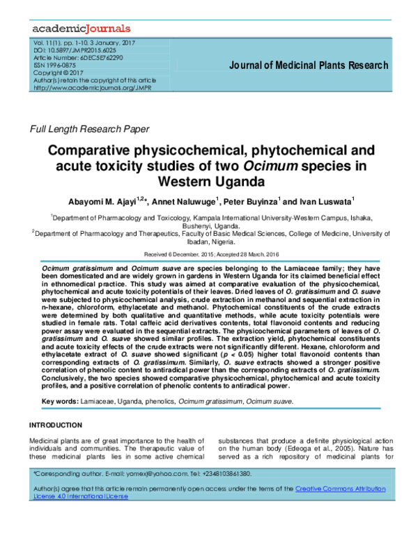 (PDF) Comparative physicochemical, phytochemical and HPTLC studies on ...