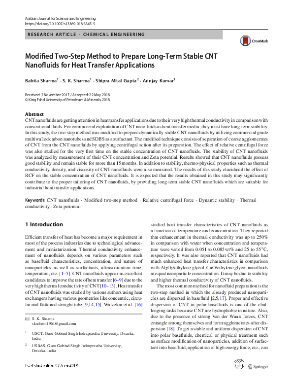 (PDF) Modified Two-Step Method to Prepare Long-Term Stable CNT ...