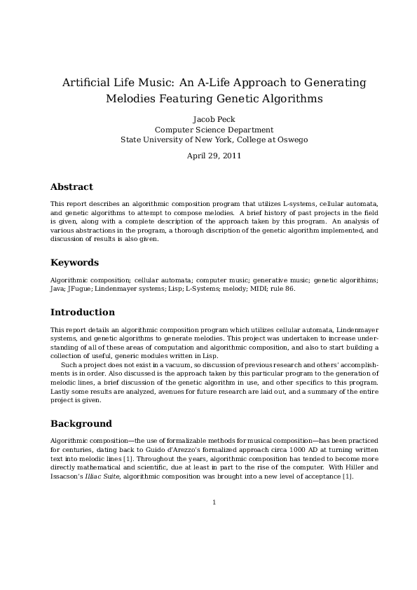 (PDF) Artificial Life Music: An A-Life Approach to Generating Melodies ...