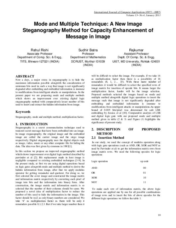 (PDF) Mode and Multiple Technique: A New Image Steganography Method for Capacity Enhancement of ...