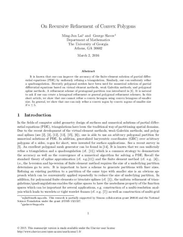 (PDF) On recursive refinement of convex polygons