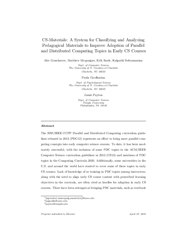 (PDF) CS-Materials: A system for classifying and analyzing pedagogical ...