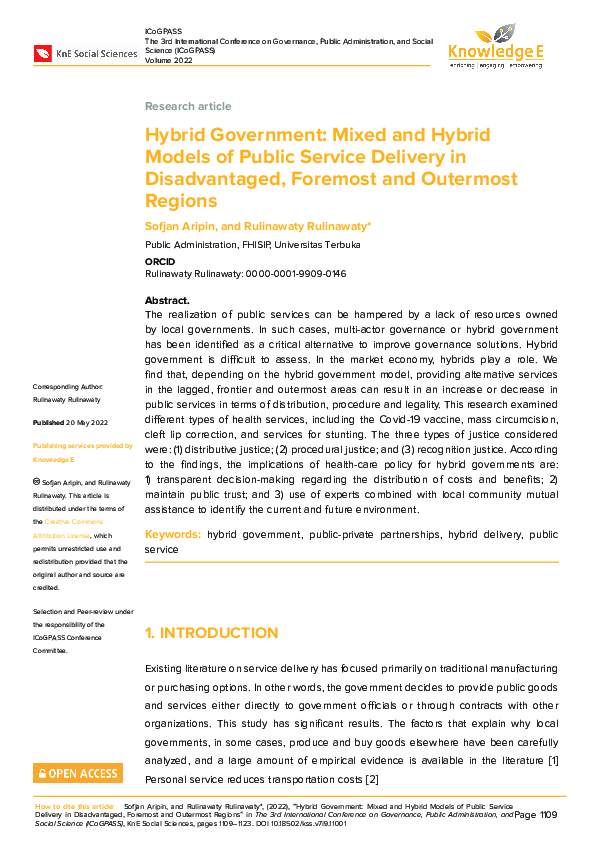 (PDF) Hybrid Government: Mixed and Hybrid Models of Public Service ...