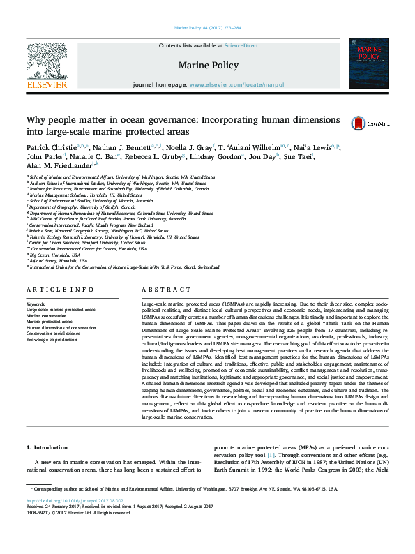 (PDF) Why people matter in ocean governance: Incorporating human ...