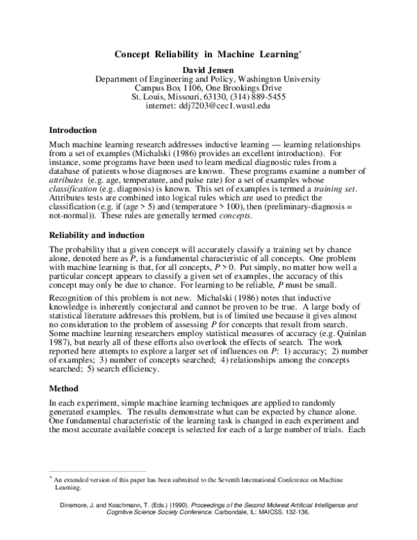 (PDF) Concept Reliability in Machine Learning