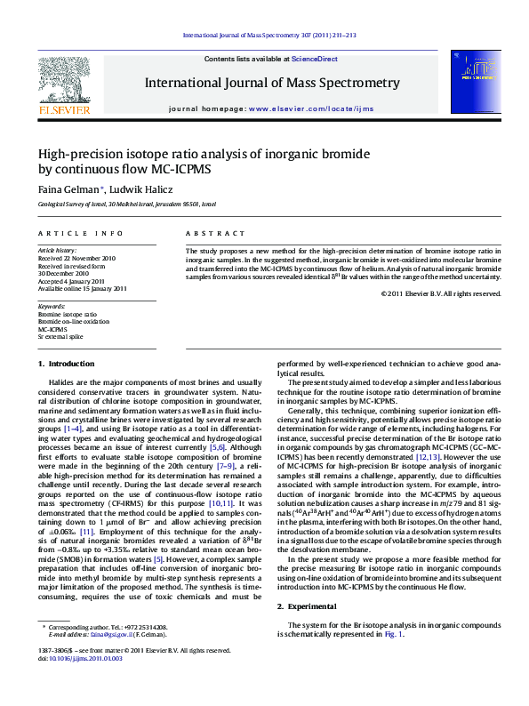 (PDF) High-precision isotope ratio analysis of inorganic bromide by ...