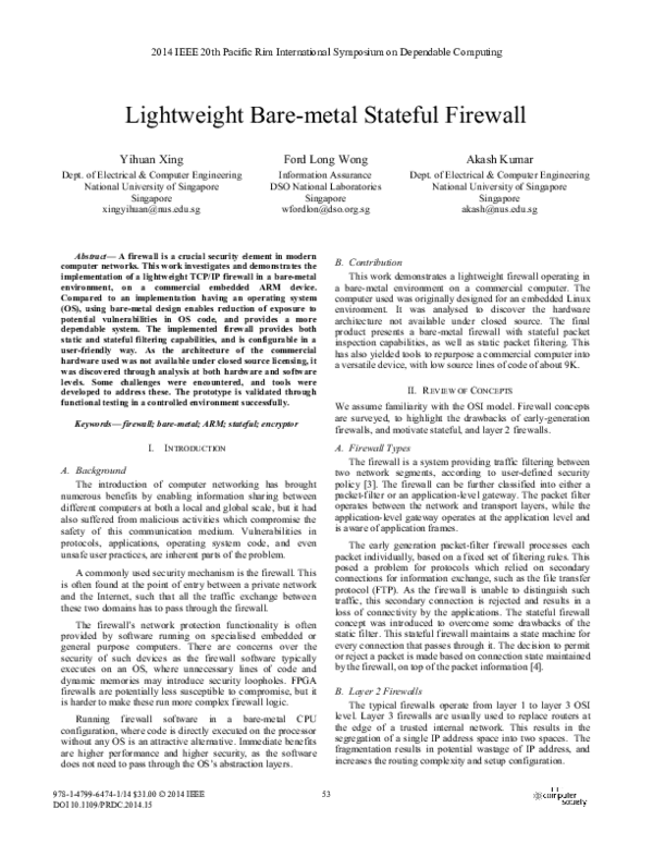 (PDF) Lightweight Bare-Metal Stateful Firewall