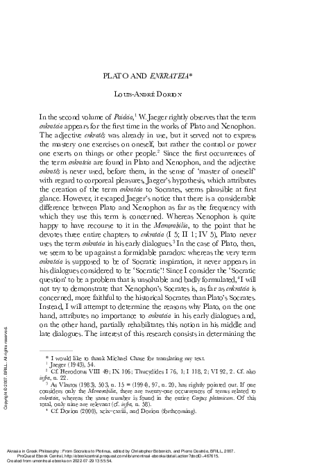 (PDF) Plato and enkrateia