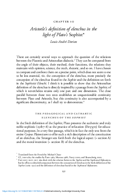 (PDF) Aristotle’s definition of elenchus in the light of Plato’s Sophist*