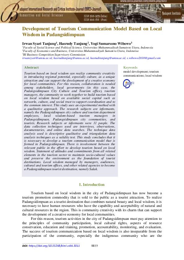 (PDF) Development of Tourism Communication Model Based on Local Wisdom ...