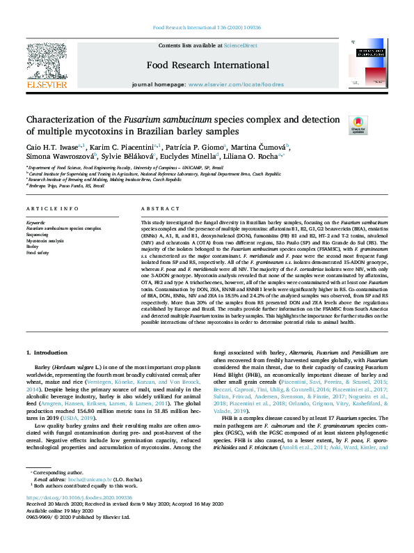 (PDF) Enniatin and Beauvericin Biosynthesis in Fusarium Species ...